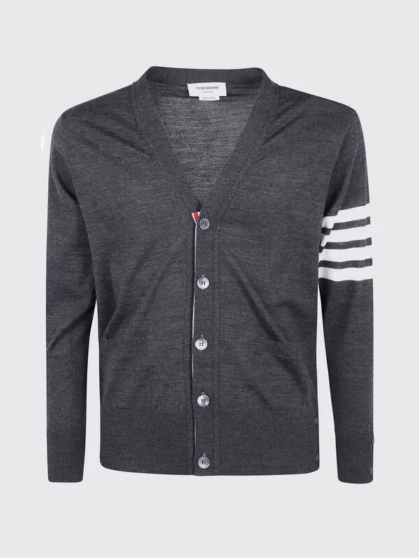 Thom Browne Four-bar Cardigan - Charcoal