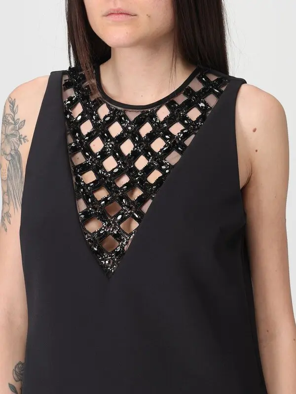 Liu Jo Sleeveless Embellished Neckline Dress - Black