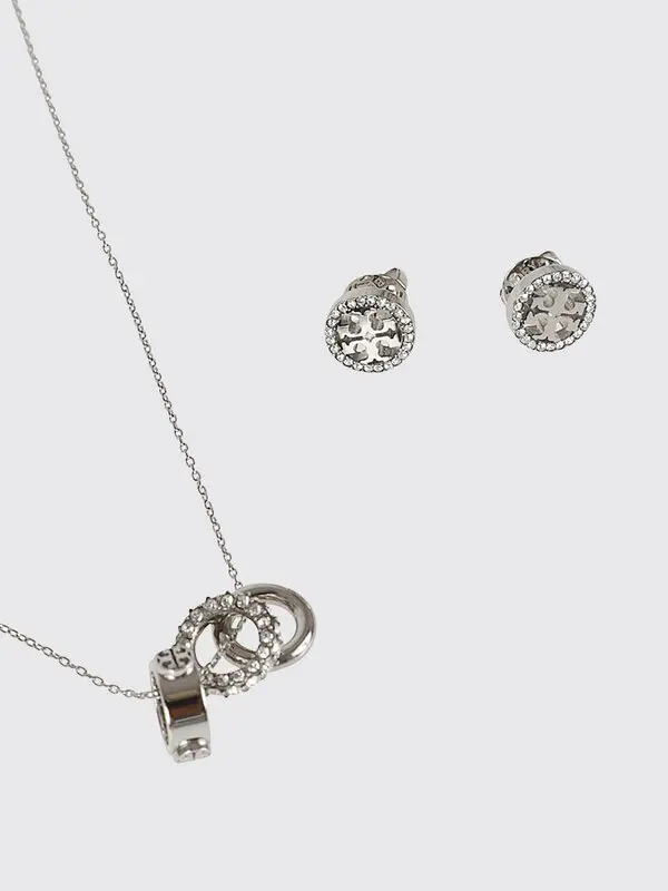 Tory Burch Necklace And Stud Earrings Set - Silver