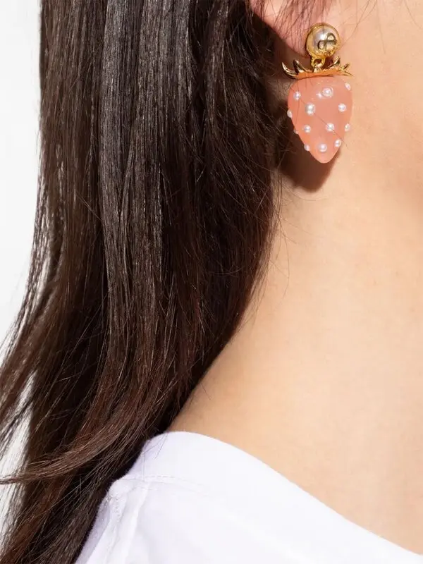 Casablanca Strawberry Embellished Earrings - Gold