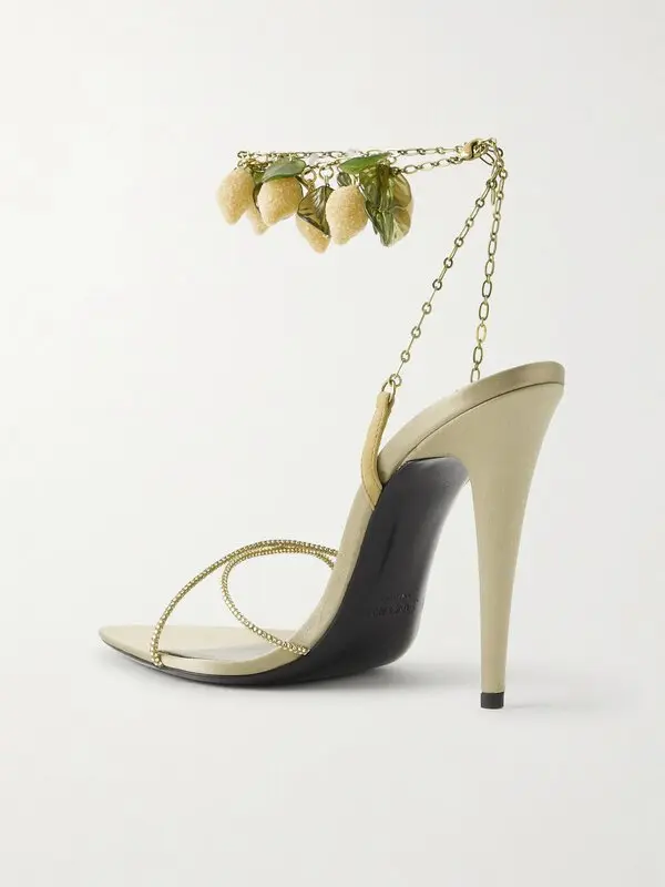Saint Laurent Mon Chéri Embellished Sandals - Green