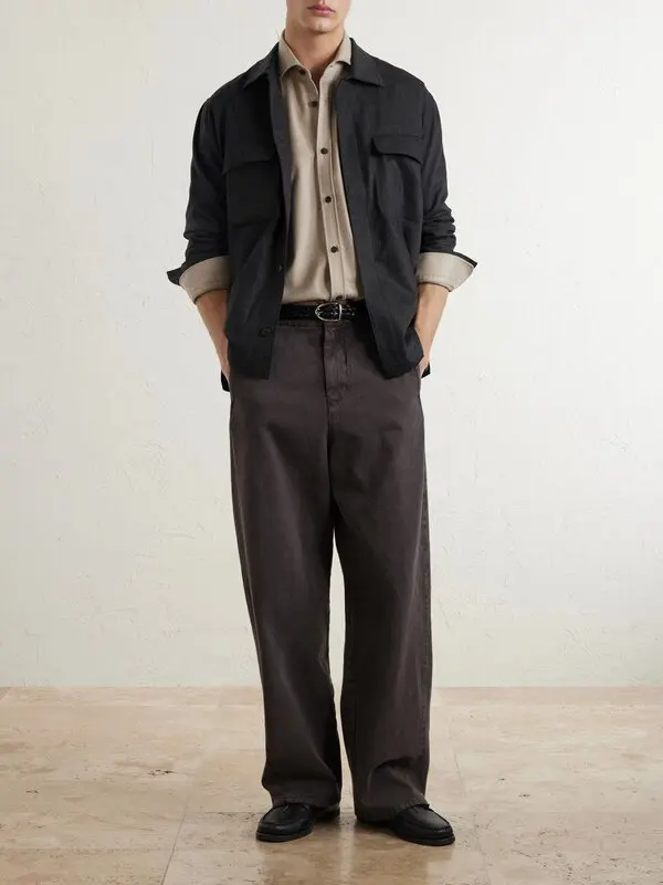 Sunspel Stretch Wool And Cashmere-blend Flannel Overshirt - Gray