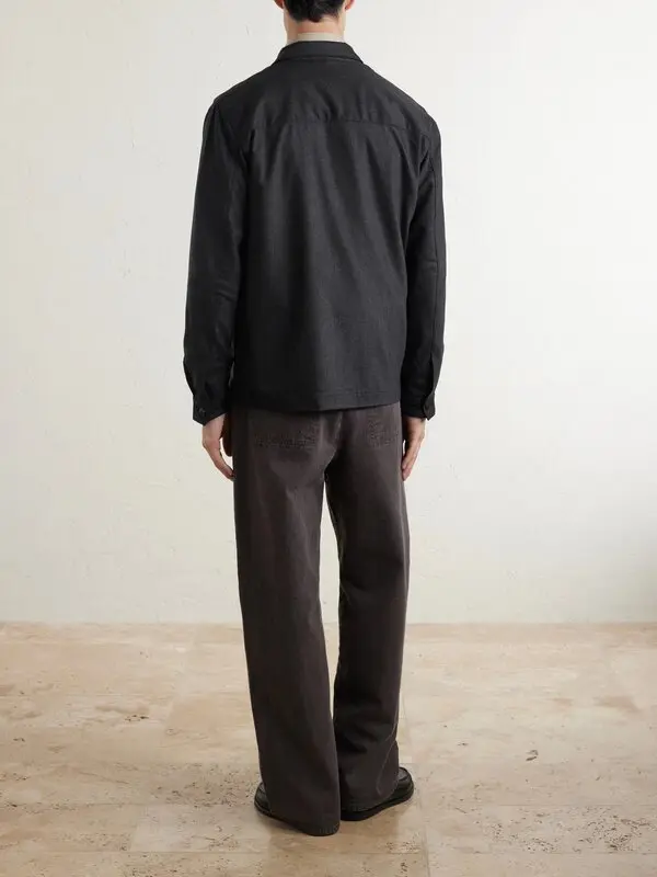 Sunspel Stretch Wool And Cashmere-blend Flannel Overshirt - Gray