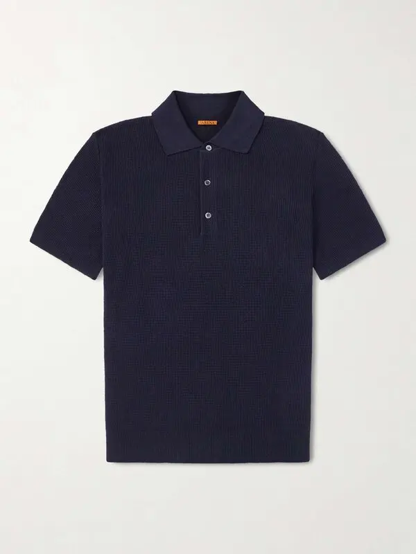 Barena Venezia Waffle-knit Linen And Cotton-blend Shirt