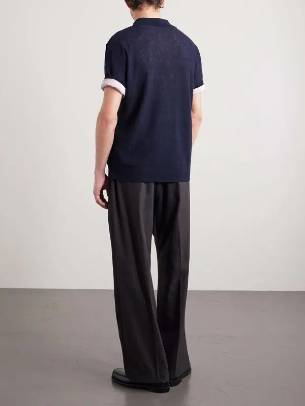 Barena Venezia Waffle-knit Linen And Cotton-blend Shirt