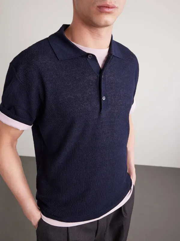 Barena Venezia Waffle-knit Linen And Cotton-blend Shirt