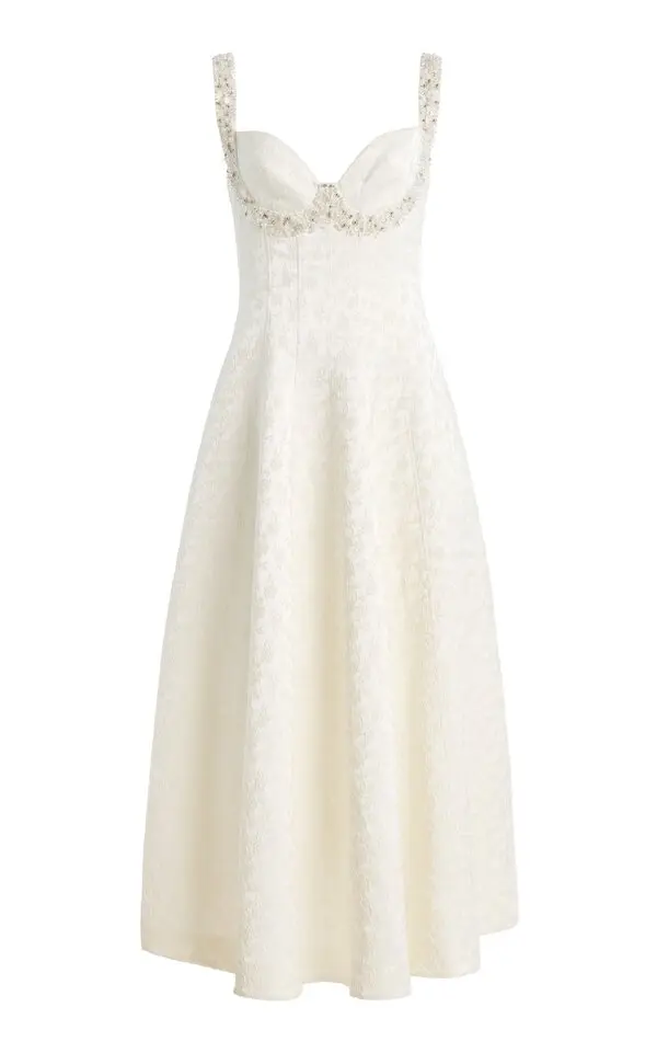 Simkhai Charlotte Beaded Midi Dress - White