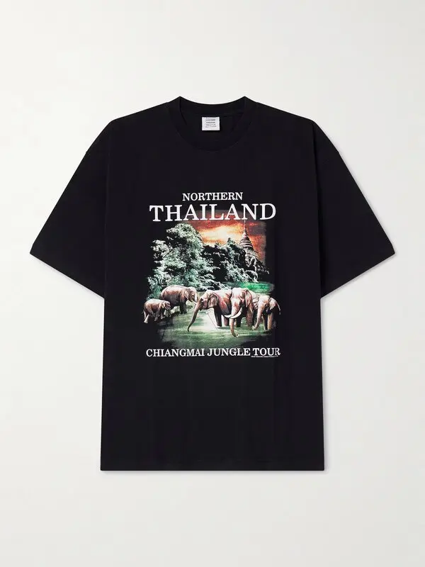 Vetements Thailand Tourist Oversized Cotton-jersey T-shirt - Black
