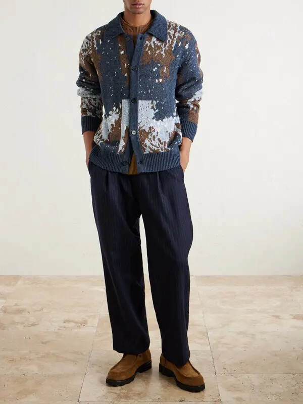 Officine Générale Terry Jacquard-knit Cardigan
