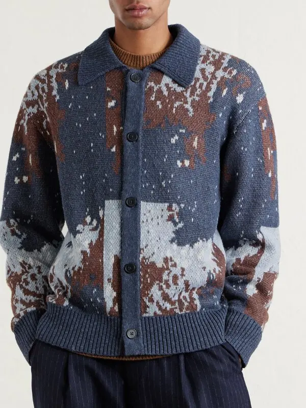Officine Générale Terry Jacquard-knit Cardigan