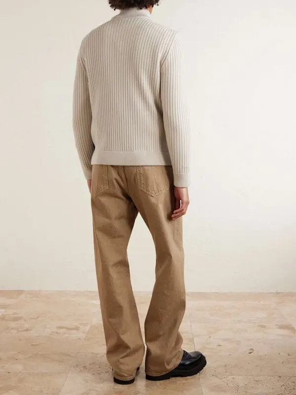 Moncler Shell-trimmed Ribbed Wool Down Zip-up Cardigan