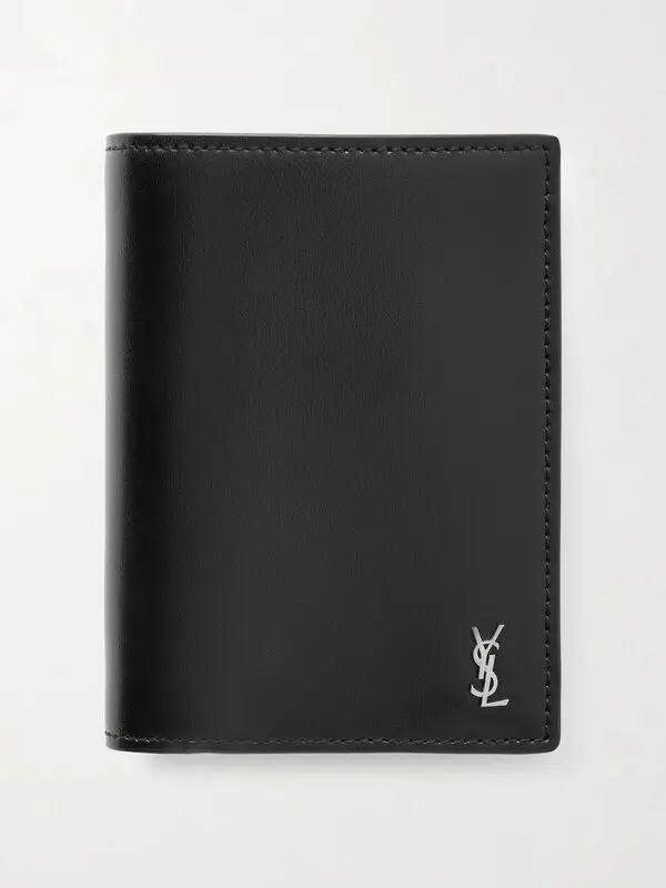 Saint Laurent Leather Trifold Wallet - Black