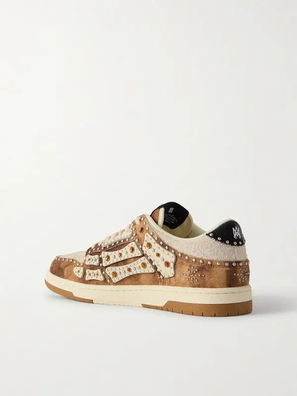 Amiri Skel-top Appliquéd Denim Sneakers - Brown