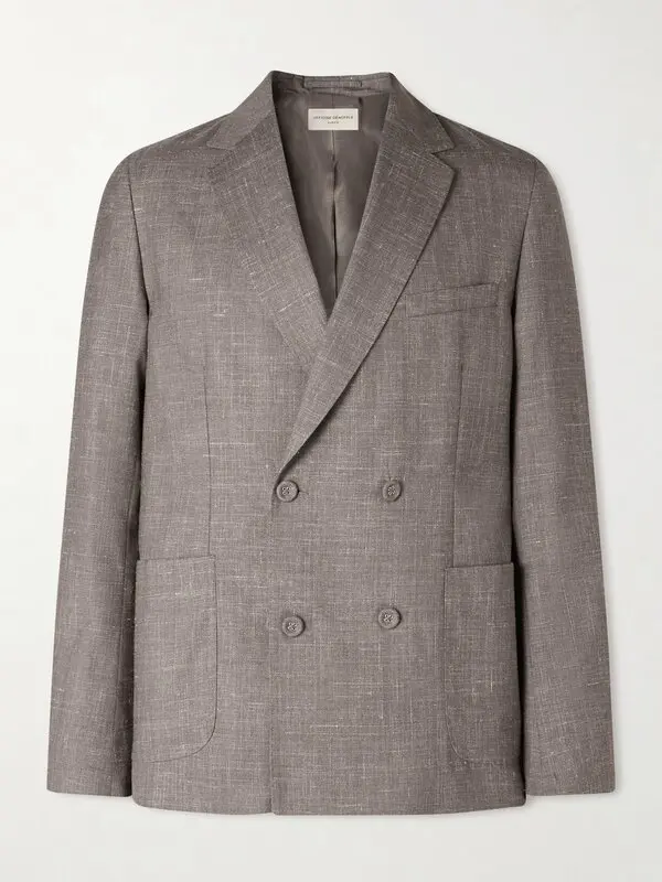 Officine Générale Leon Wool, Silk And Linen-blend Suit Jacket - Brown