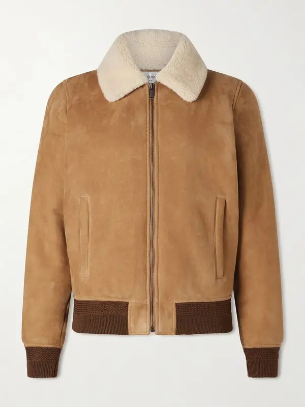 Saint Laurent Shearling Blouson Jacket - Brown
