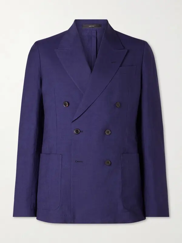 Paul Smith Double-breasted Wool And Linen-blend Blazer