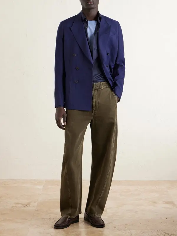 Paul Smith Double-breasted Wool And Linen-blend Blazer
