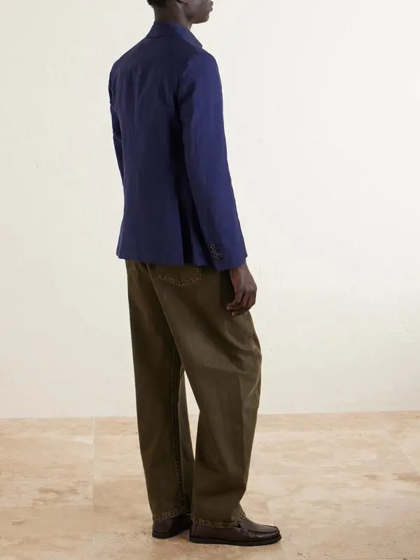Paul Smith Double-breasted Wool And Linen-blend Blazer