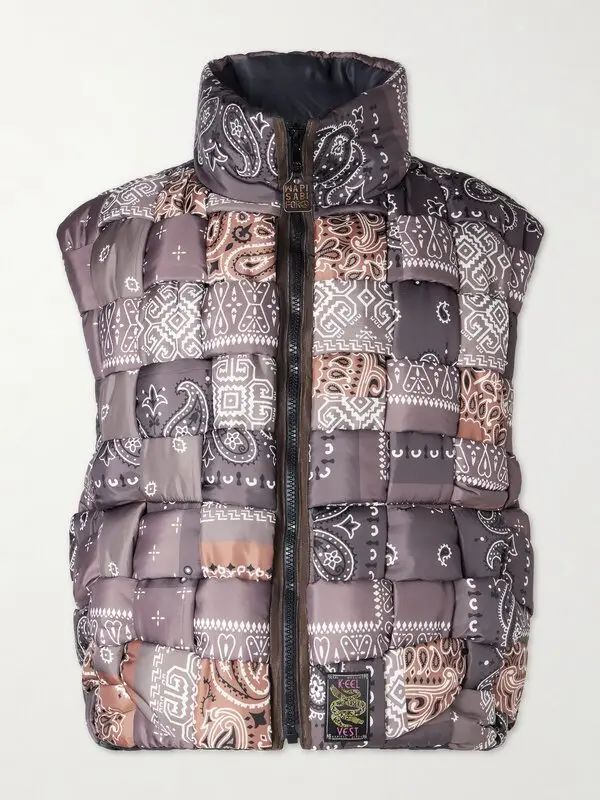 Kapital Quilted Patchwork Bandana-print Gilet - Brown