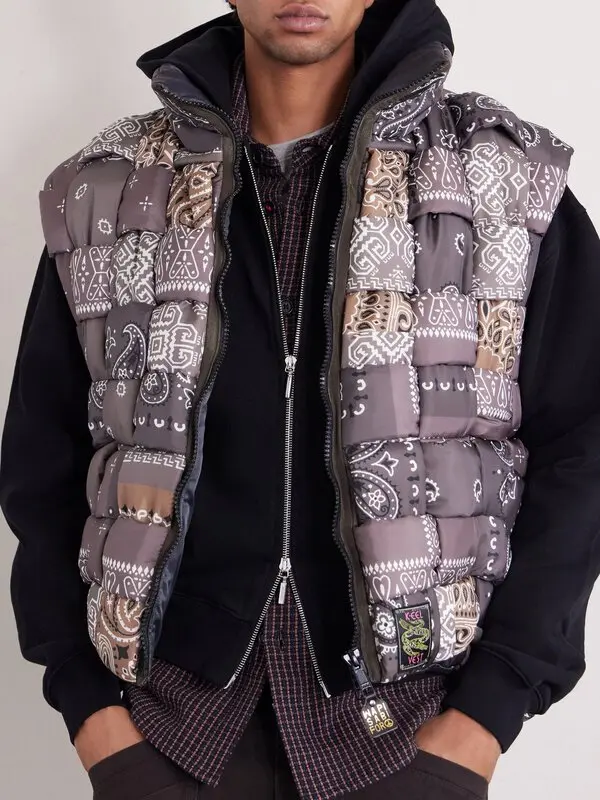 Kapital Quilted Patchwork Bandana-print Gilet - Brown