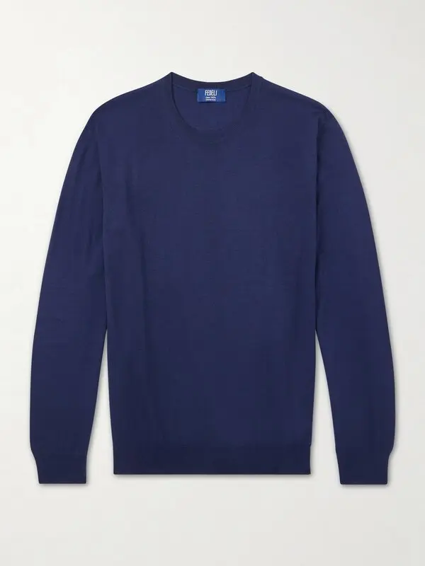 Fedeli Wool Crewneck Sweater - Blue