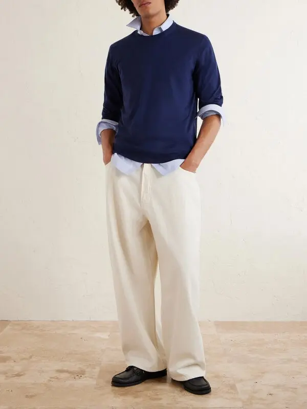 Fedeli Wool Crewneck Sweater - Blue