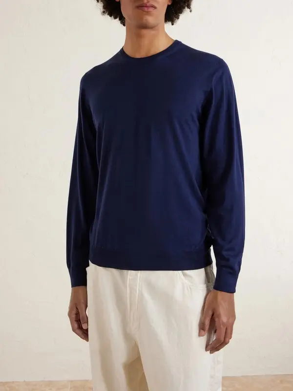 Fedeli Wool Crewneck Sweater - Blue