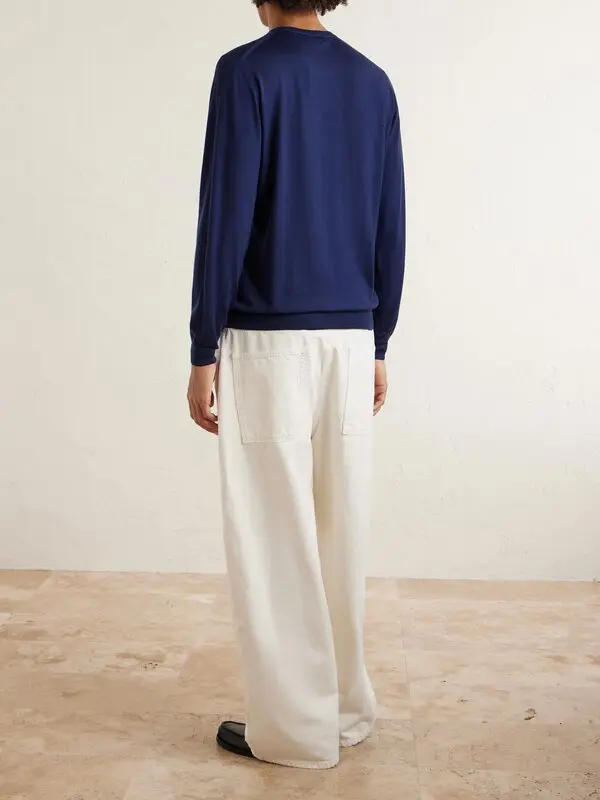 Fedeli Wool Crewneck Sweater - Blue