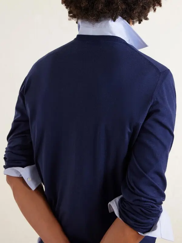 Fedeli Wool Crewneck Sweater - Blue
