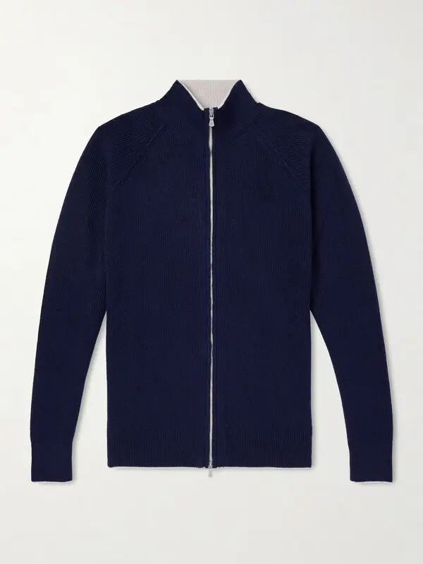 Eleventy Cashmere Zip-up Sweater - Blue