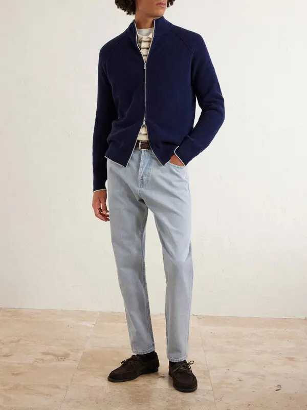 Eleventy Cashmere Zip-up Sweater - Blue