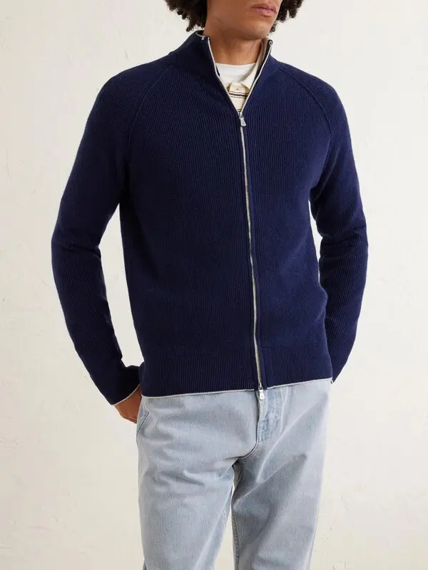 Eleventy Cashmere Zip-up Sweater - Blue