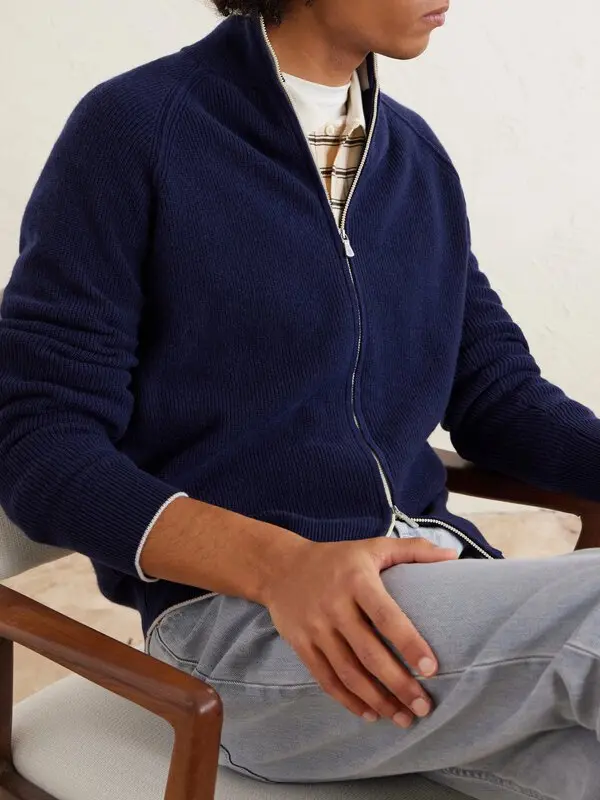 Eleventy Cashmere Zip-up Sweater - Blue