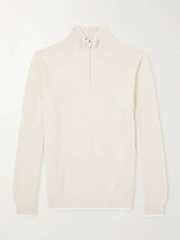 Fedeli Cashmere Half-zip Sweater - Neutrals