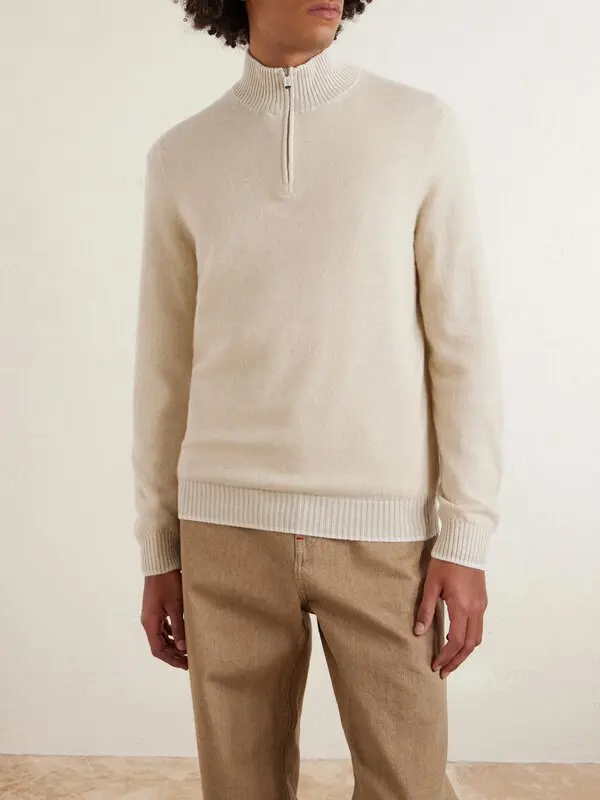Fedeli Cashmere Half-zip Sweater - Neutrals