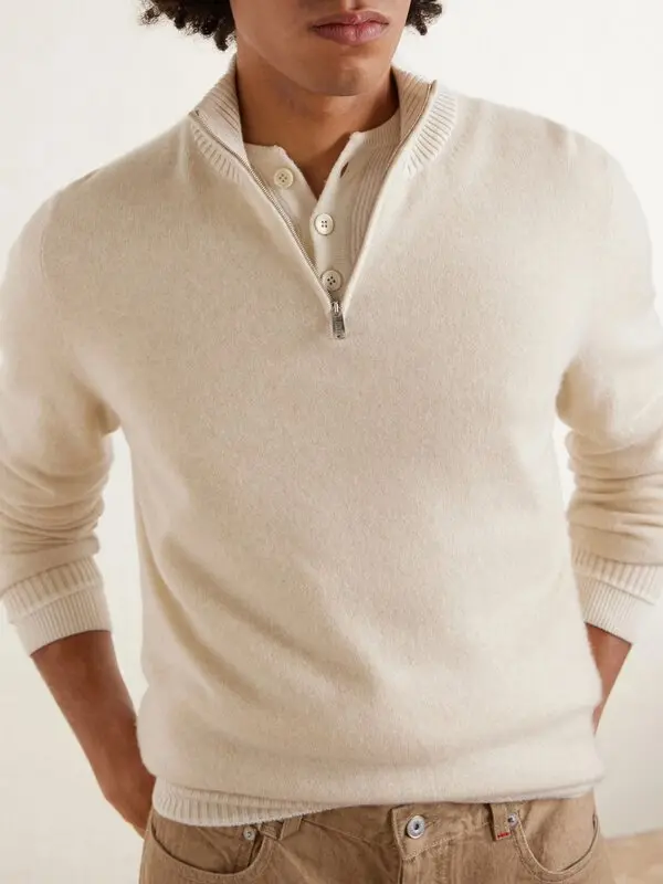 Fedeli Cashmere Half-zip Sweater - Neutrals