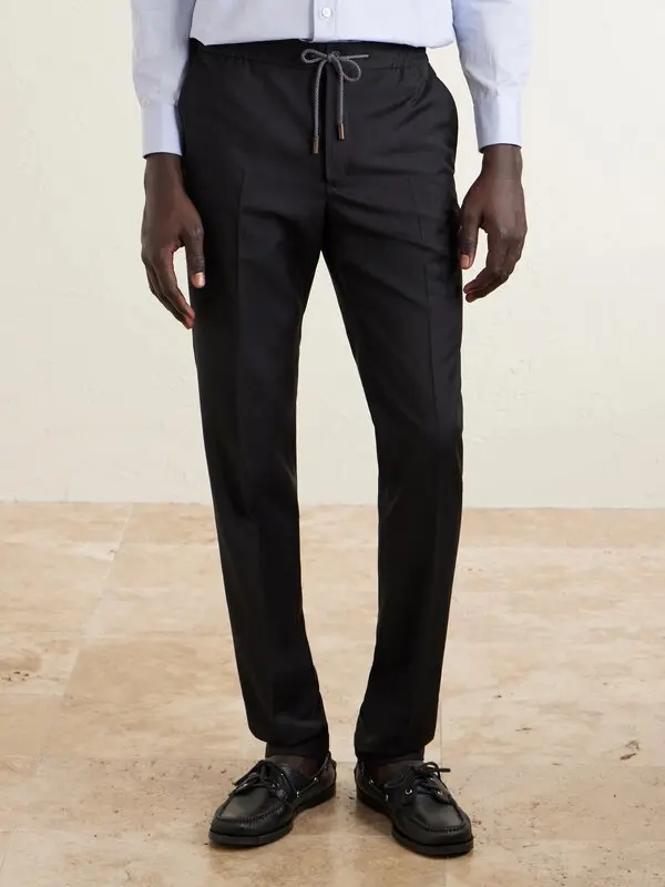 SLOWEAR Slim-leg Virgin Wool Drawstring Trousers