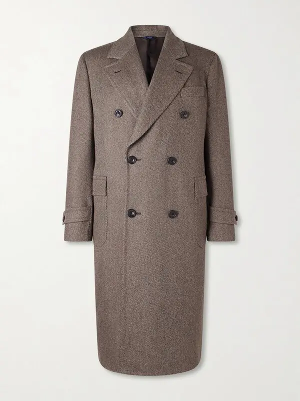 Thom Sweeney Wool-twill Double-breasted Overcoat