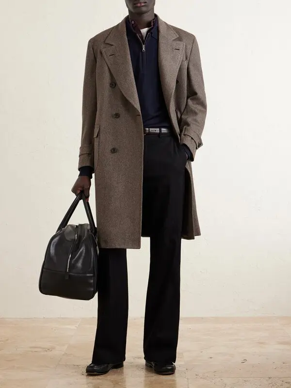 Thom Sweeney Wool-twill Double-breasted Overcoat