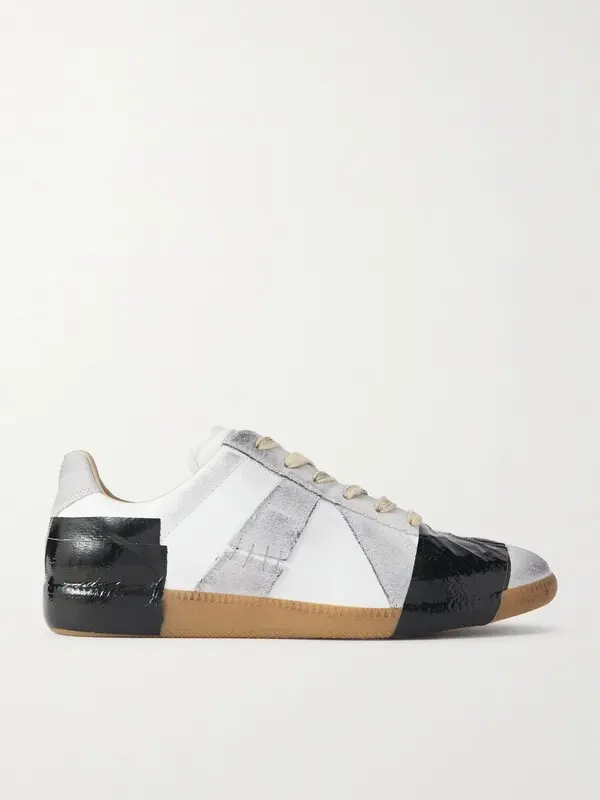 MAISON MARGIELA Replica Leather And Suede Sneakers - Neutrals