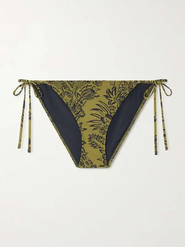 Ulla Johnson Maria Printed Bikini Briefs - Dark Green