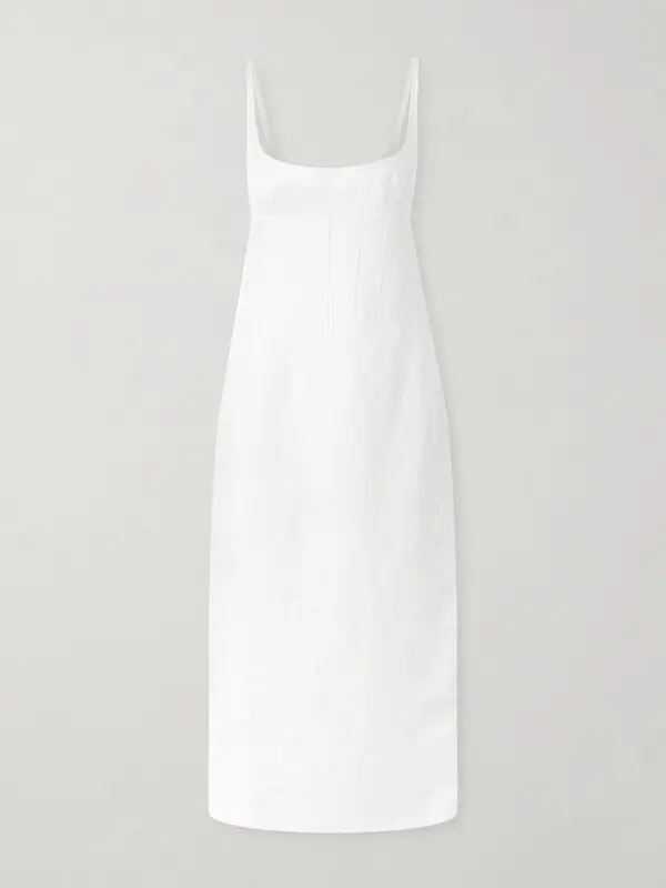 Khaite Lotte Linen Midi Dress - Neutrals