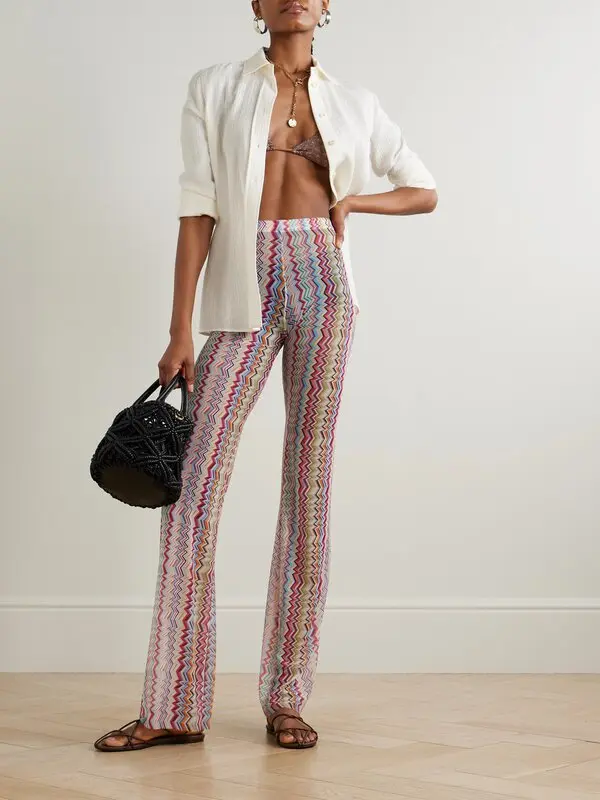 Missoni Striped Stretch-mesh Wide-leg Pants