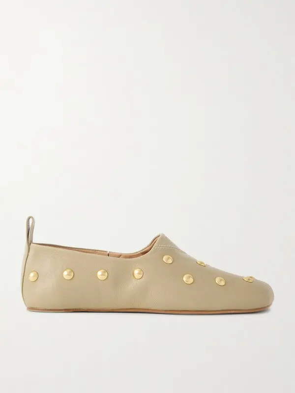 Chloé Rita Embellished Leather Ballet Flats - Cream