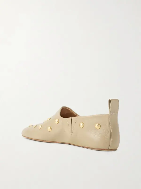 Chloé Rita Embellished Leather Ballet Flats - Cream