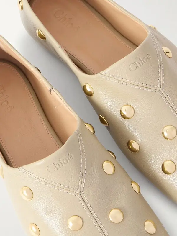 Chloé Rita Embellished Leather Ballet Flats - Cream