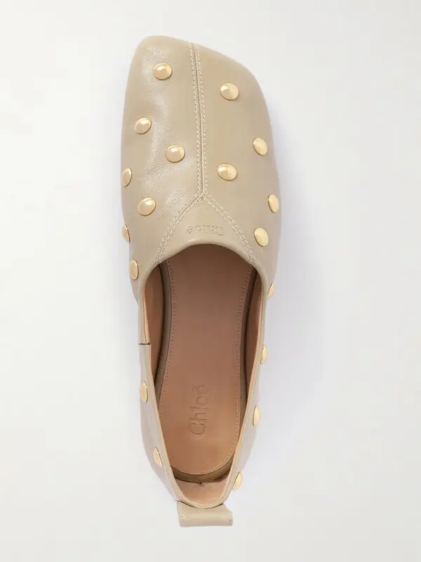 Chloé Rita Embellished Leather Ballet Flats - Cream