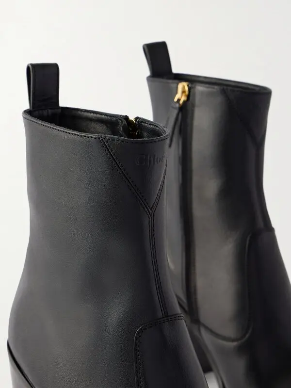 Chloé Phoenix Leather Ankle Boots - Black