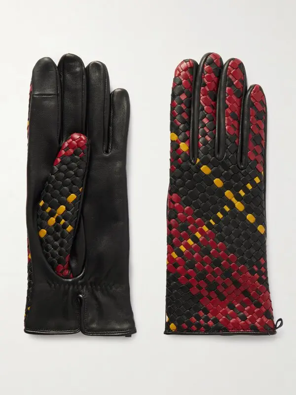 AGNELLE Stanilas Woven Leather Gloves - Red