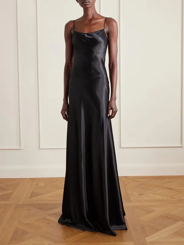 Alaïa Draped Silk-satin Gown - Black
